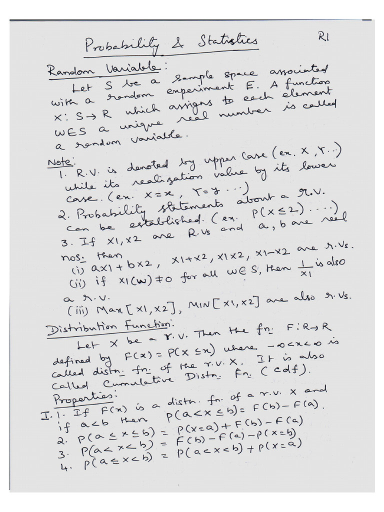 Prob and Stat Full Notes | PDF