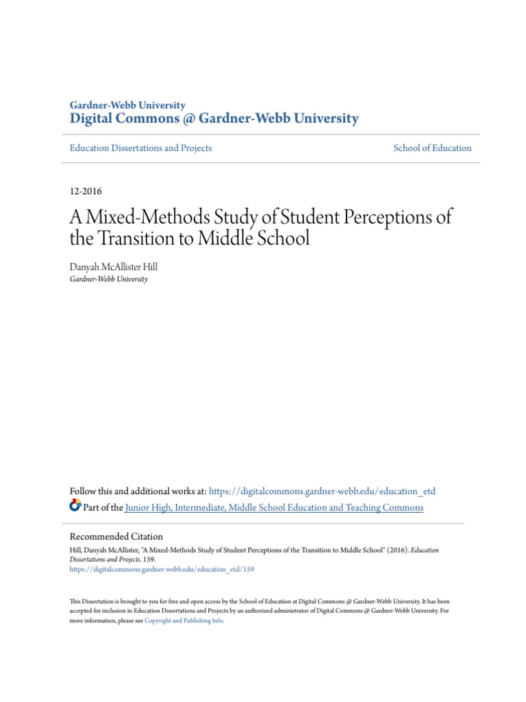 A Mixed-Methods Study of Student Perceptions of the Transition To | PDF | Adolescence | Self ...