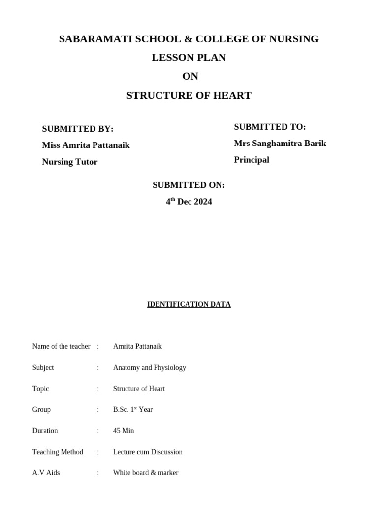 Anatomy Lesson Plan | PDF | Heart Valve | Heart
