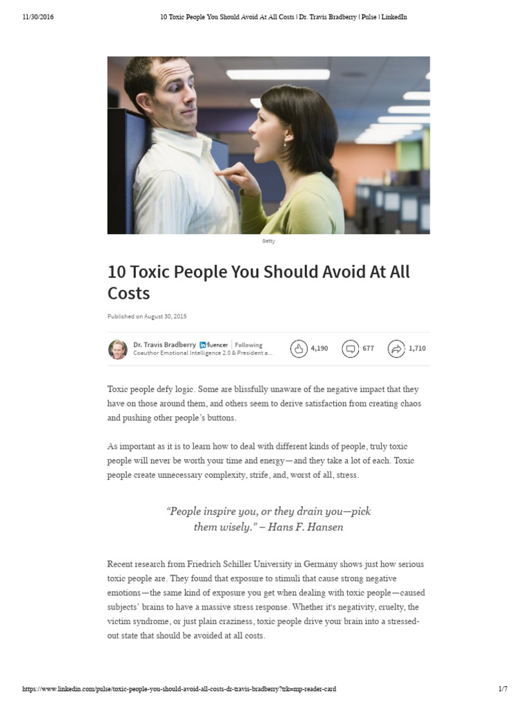 Avoid These 10 Toxic People | PDF | Stress (Biology) | J. K. Rowling