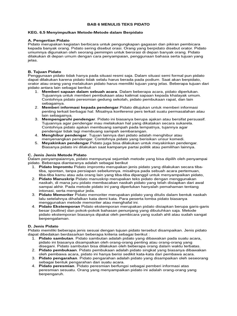 Metode dan Jenis Pidato Efektif | PDF