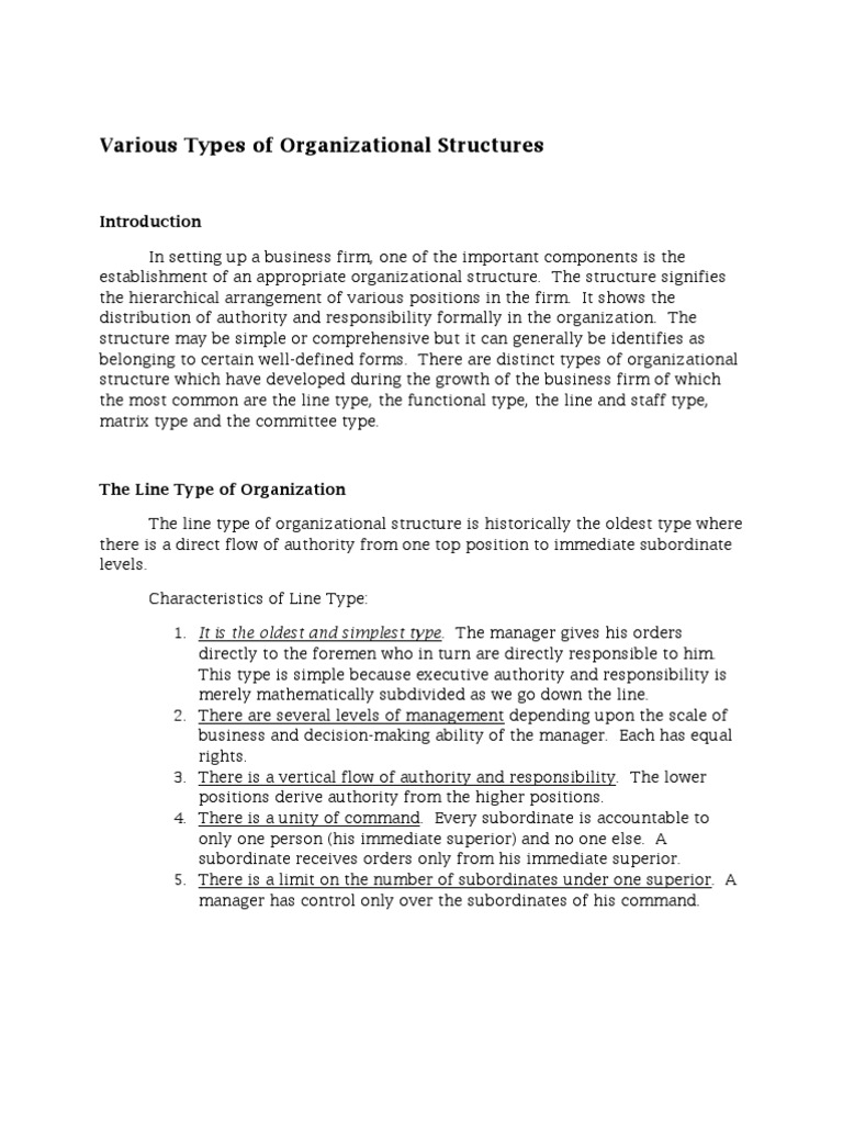 Types of Organizational Structure | PDF | Organizational Structure | Expert