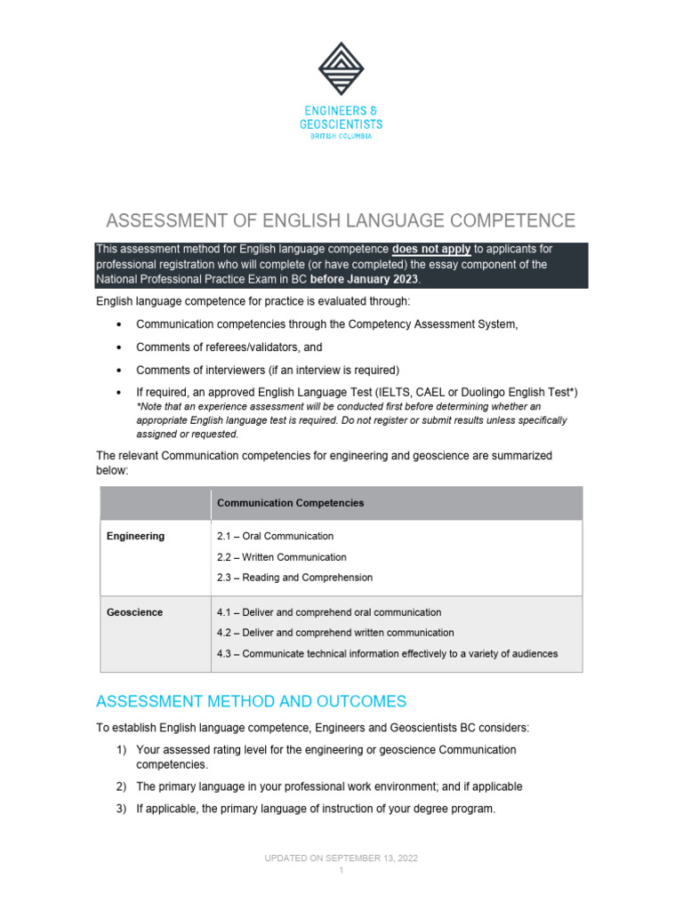 English Language Competence | PDF | International English Language ...