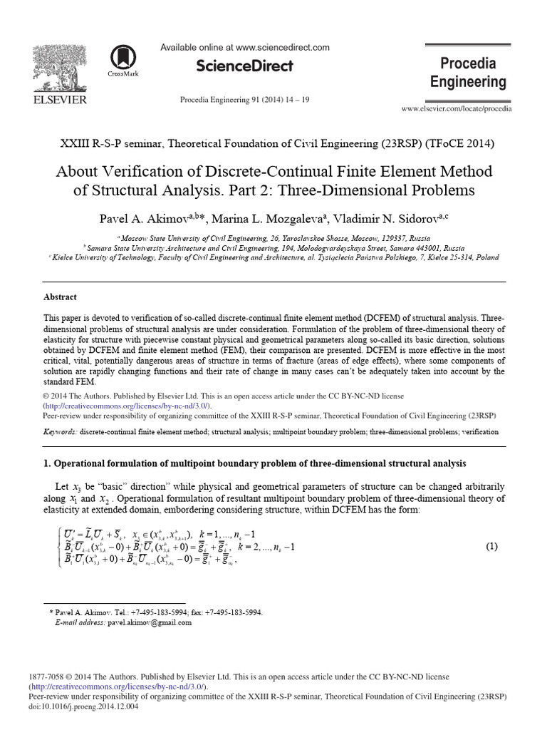 About Verification of Discrete Continual Finite Element Method of Structural Analysis Part 2 ...