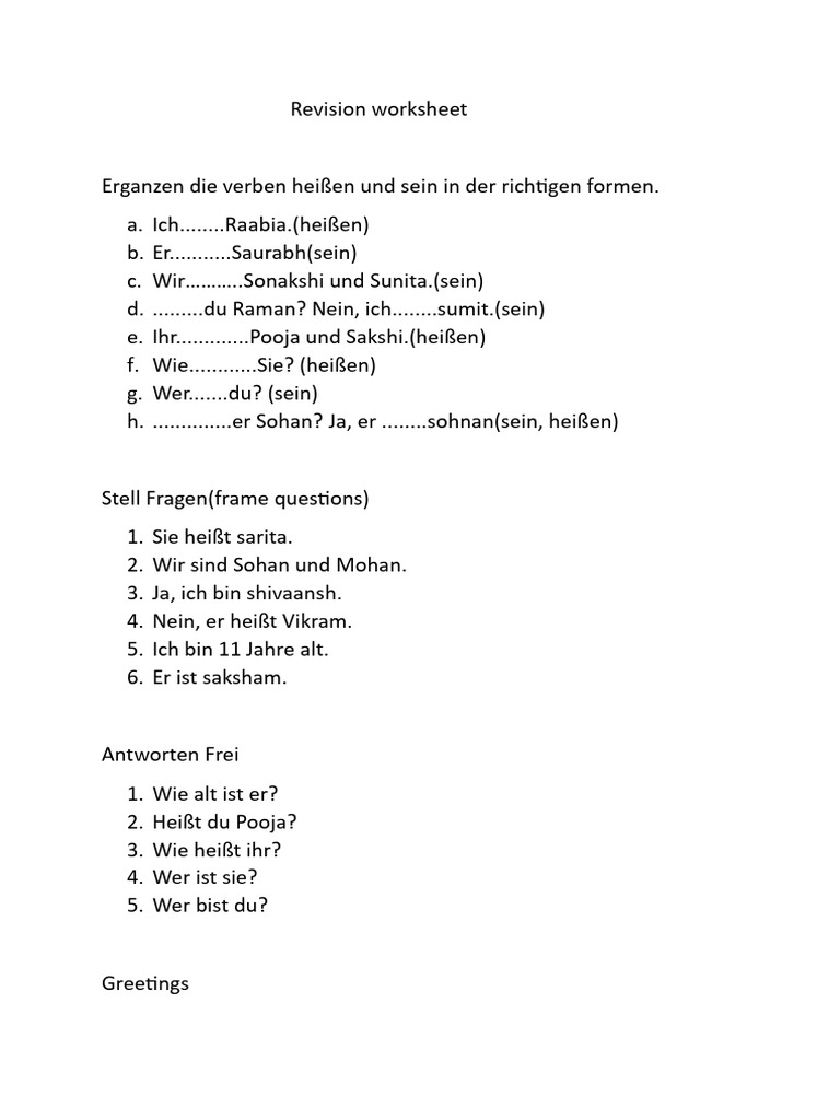 Revision Worksheet For Chapter 1 | PDF
