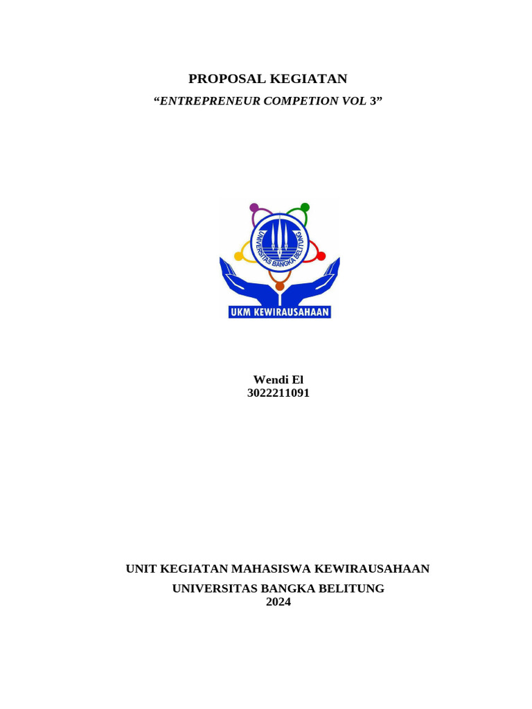 Proposal Kegiatan Entrepreneur Competition 3 | PDF