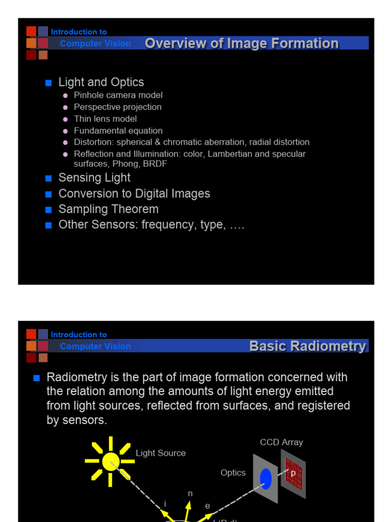Radiometry Introduction Lense System RK | PDF | Optics | Camera