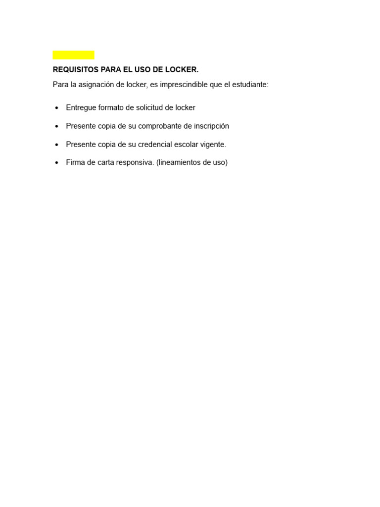 Formatos Lockers Llenar Hojas 2 y 4 | PDF