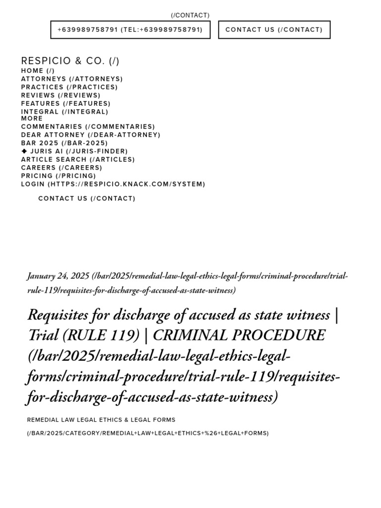 4requisites For Discharge of Accused As State Witness - Trial (RULE 119 ...