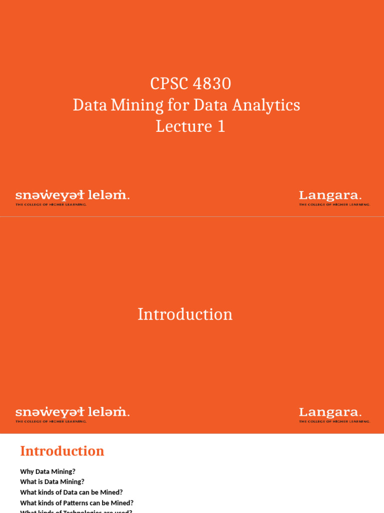 CPSC 4830 2025summer Lecture 1 | PDF | Data Mining | Cluster Analysis