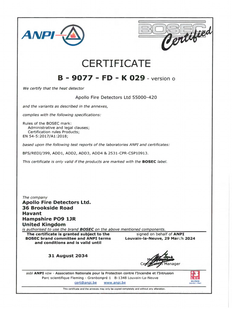 BOSEC - Belgian Organisation For Security Certification | PDF