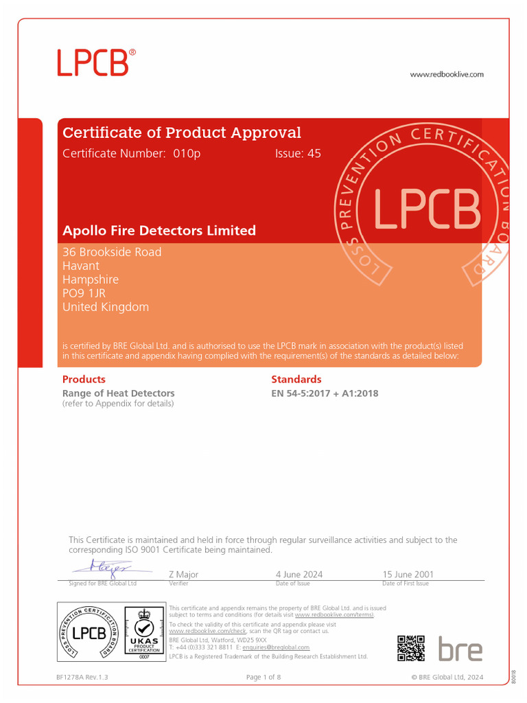 LPCB - Loss Prevention Certification Board Certificate | PDF