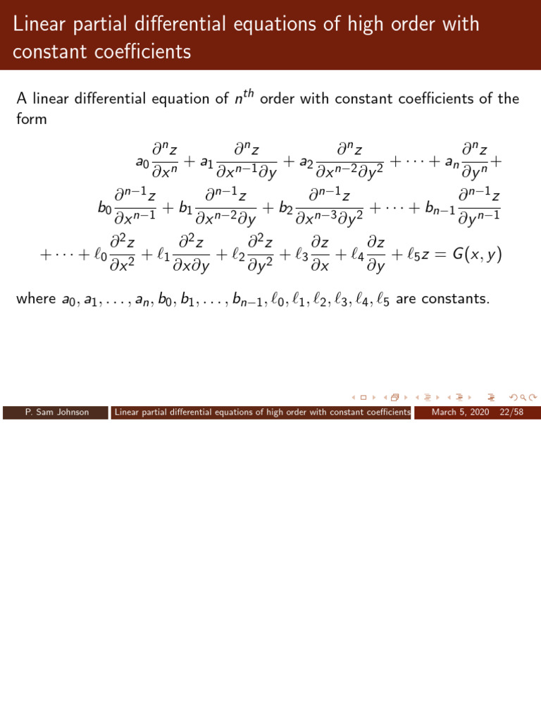 Linear Partial Differential Equations.. of High Order With Constant Coefficients | PDF ...