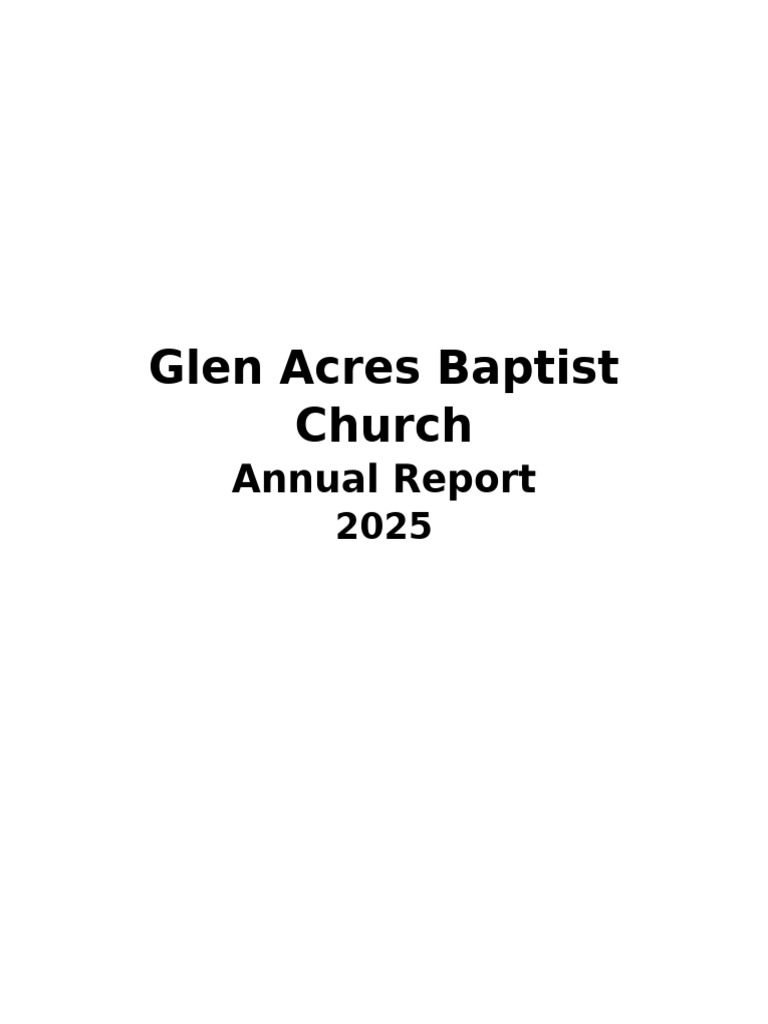 Glen Acres Baptist Church 2025 Report | PDF | Budget | Disciple ...