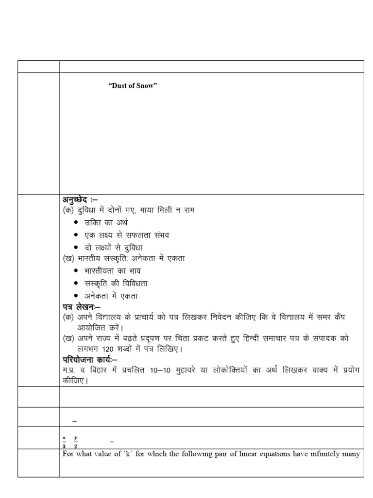 Summer Assignment (2025-26) Class - X | PDF | Linguistics | Grammar