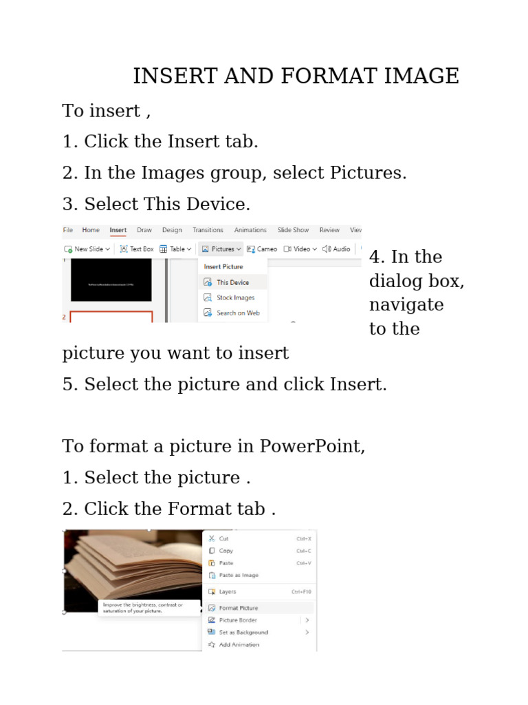 Insert and Format Image | PDF