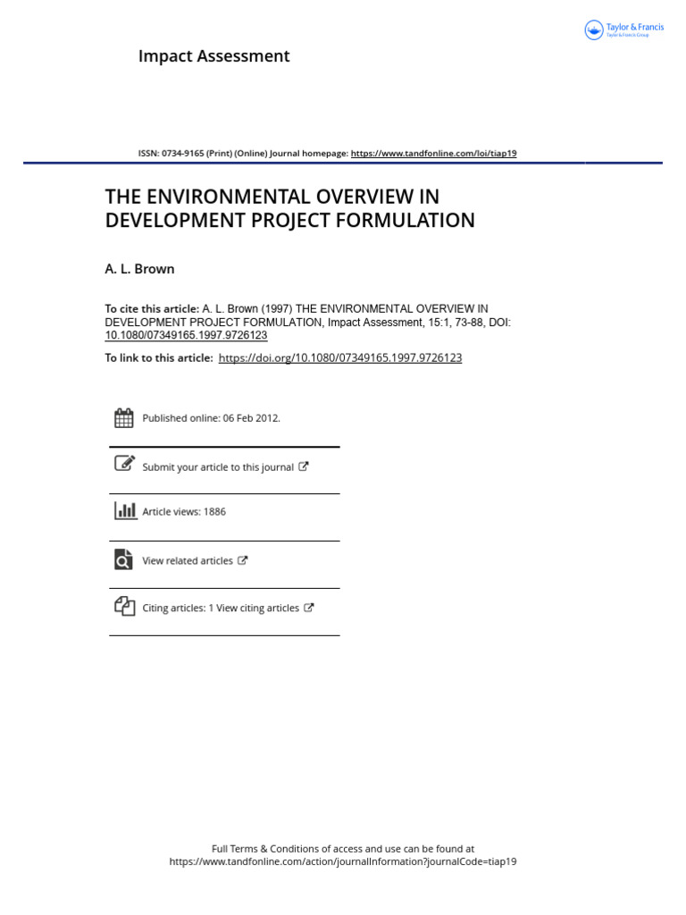The Environmental Overview in Development Project Formulation | PDF ...