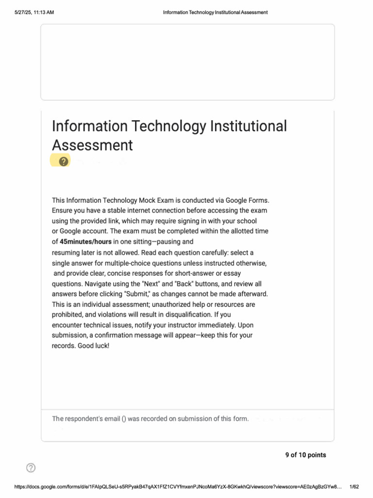 IT Institutional Assessment Mock Exam | PDF | Databases | Database Index