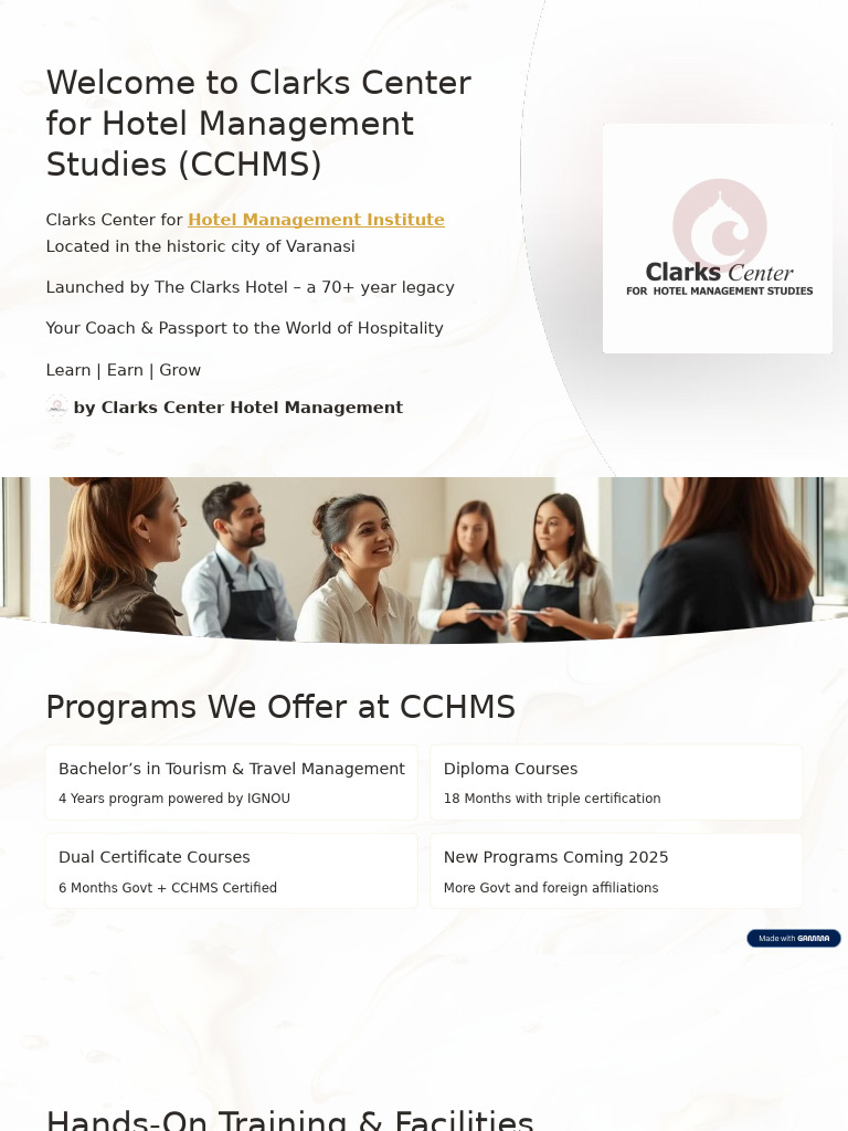 Clarks Center For Hotel Management Studies - Varanasi | PDF