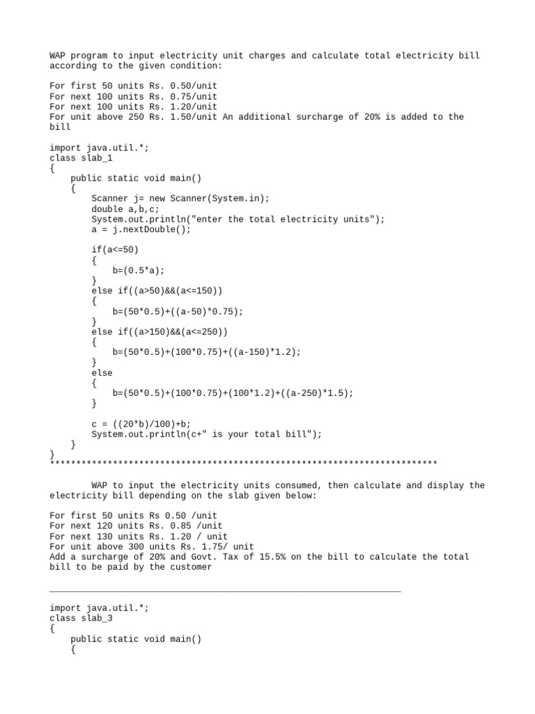 Class 9 Slab Program With Solutions' | PDF