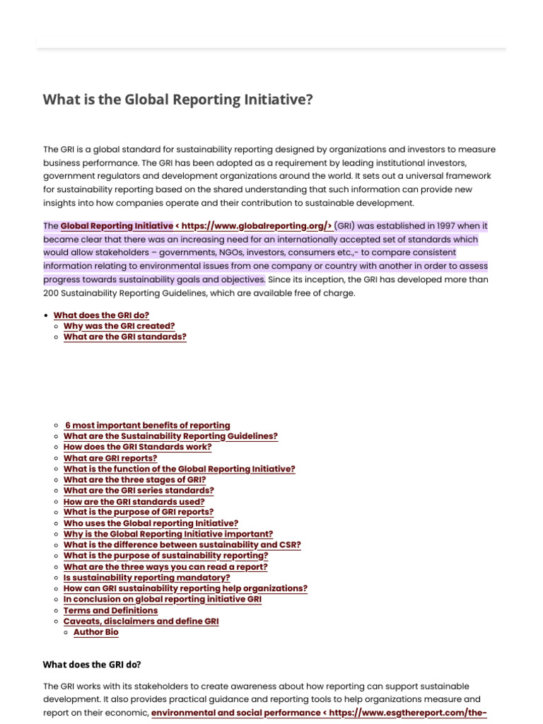What Is The Global Reporting Initiative - ESG - The Report | PDF ...