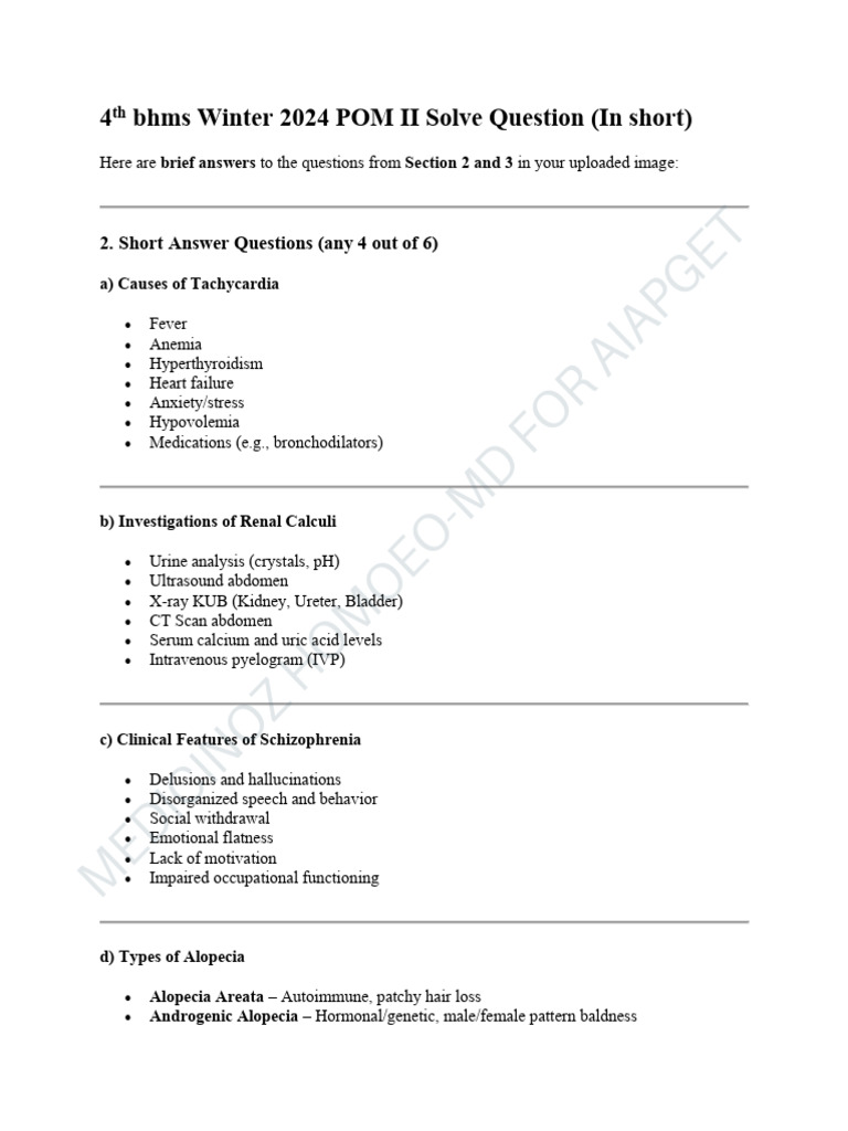 4th BHMS POM (Medicine) P-2 Solve Question Paper | PDF | Anemia ...
