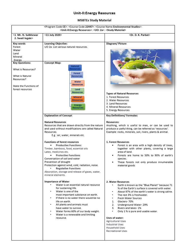 Unit II Energy Resources Notes | PDF | Nuclear Power | Fuels