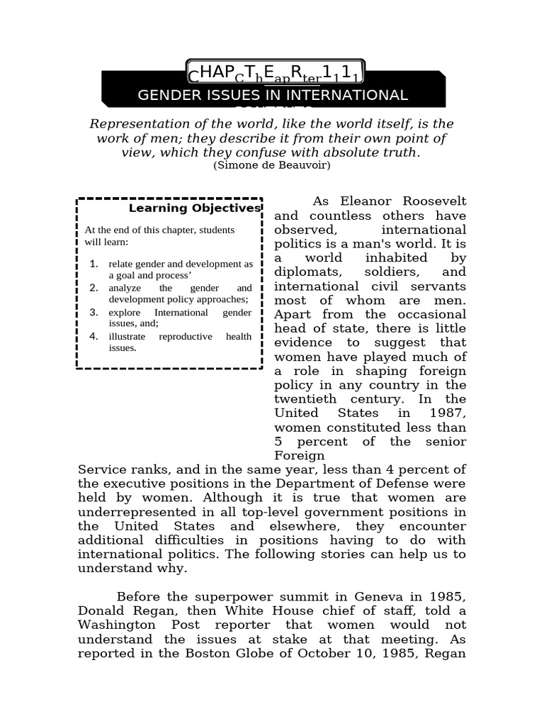Gender Inequality in International Politics | PDF | Masculinity | Gender