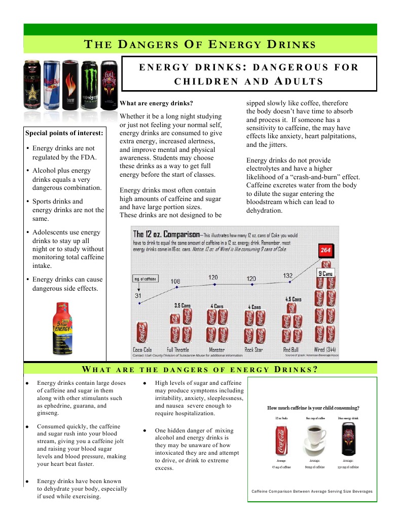 Energy Drinks Handout | PDF | Caffeine | Vitamin B12