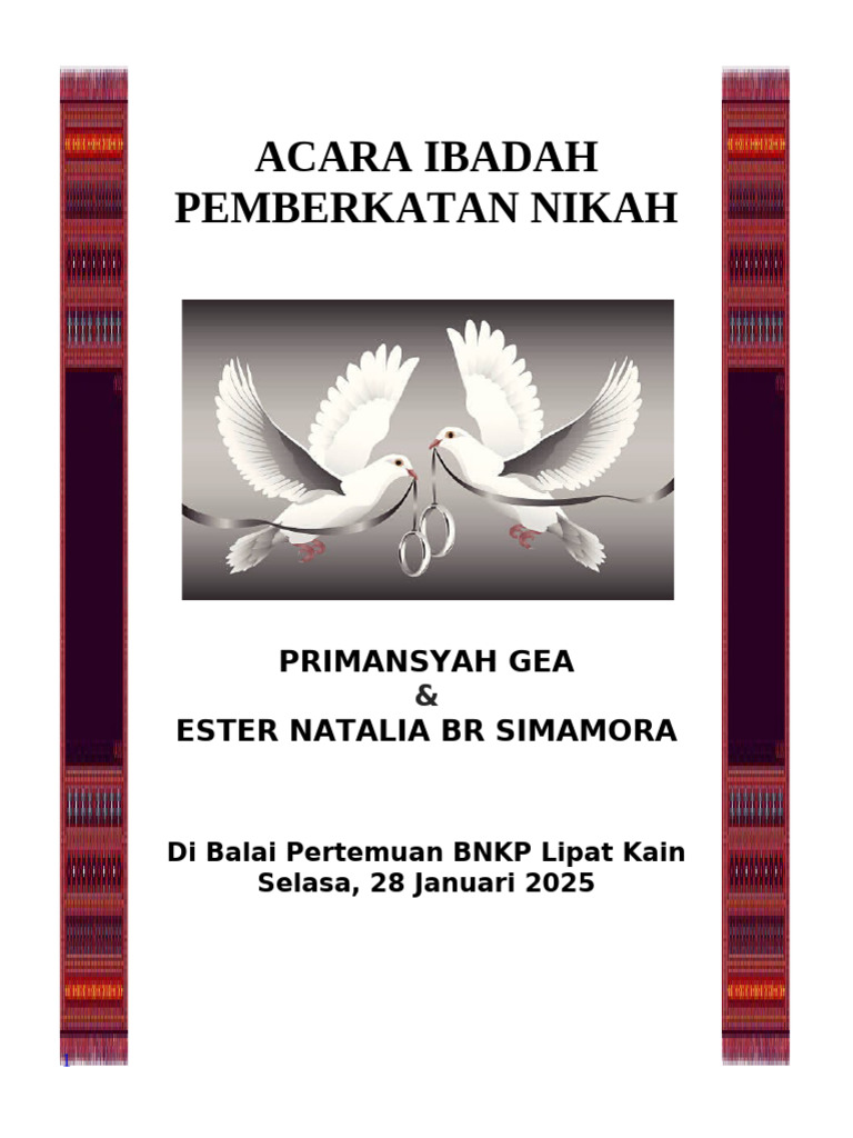 Pemberkatan Pernikahan Primansyah & Ester | PDF