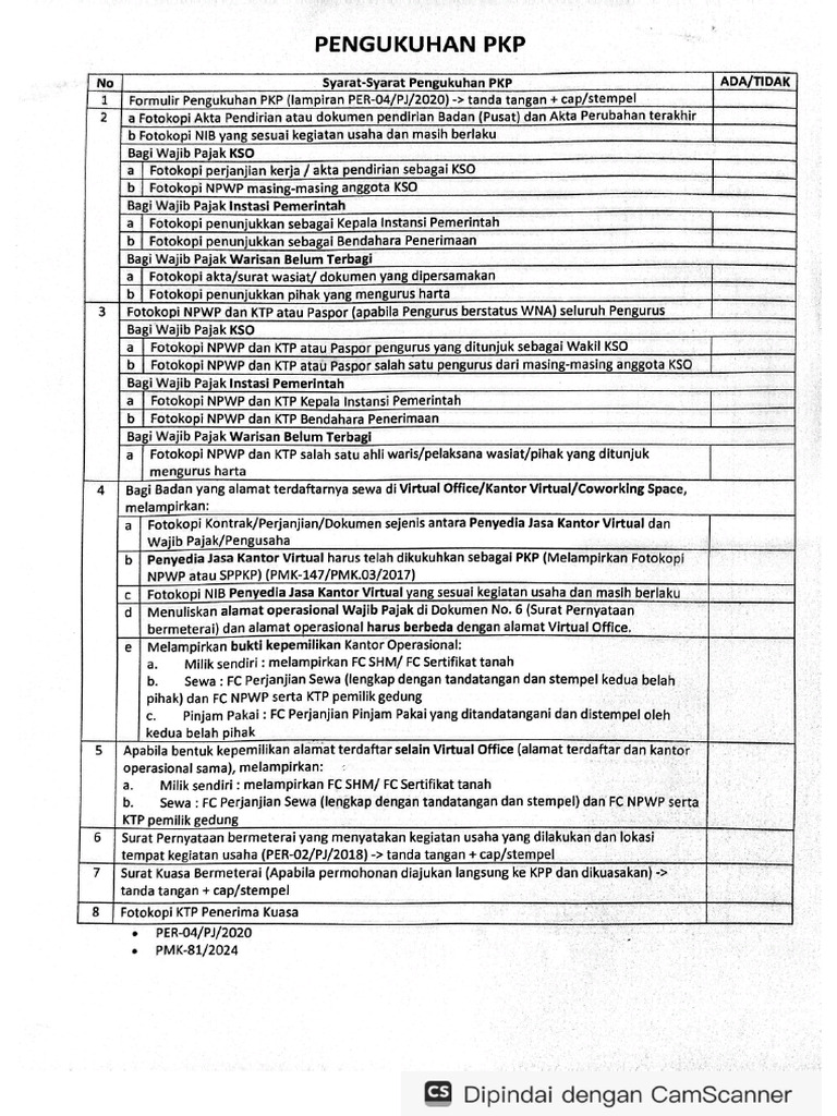 Syarat Pengukuhan PKP | PDF