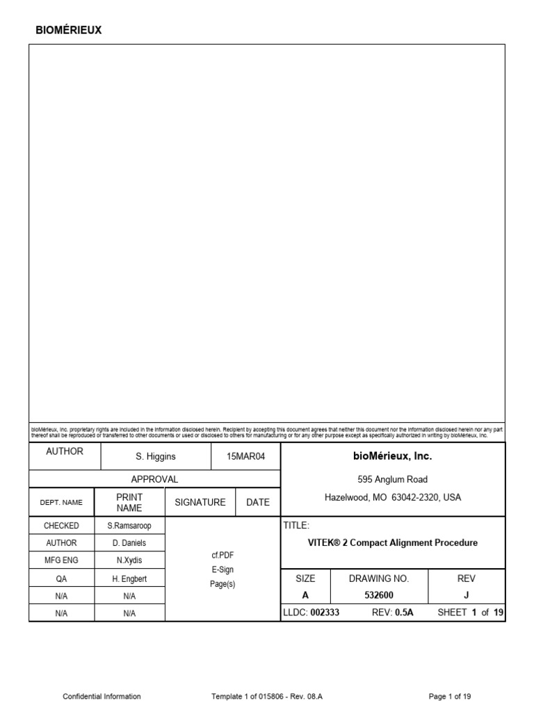 Procedure - VITEK 2 COMPACT - Alignment Procedure - REF 532600 Rev. J - InFO 4501 | PDF ...