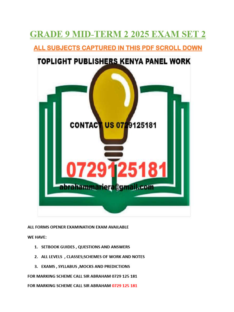 Grade 9 Mid-Term 2 2025 Exam Set 2 | PDF | Color | Vegetables