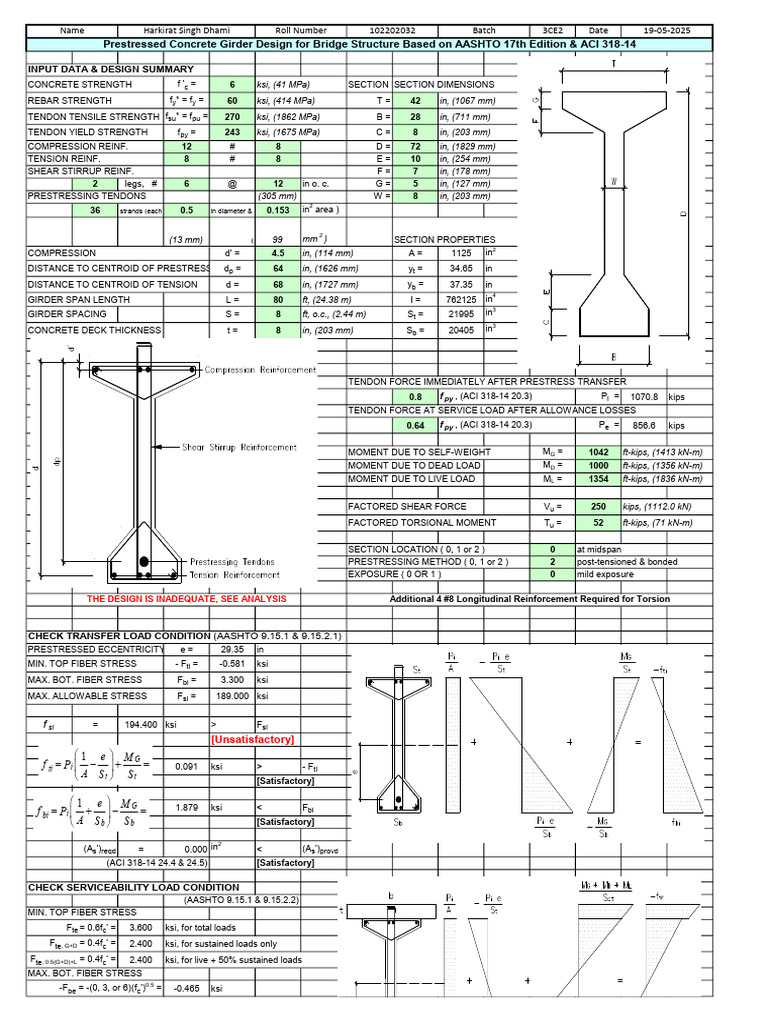 Girder - Stability Checks | PDF | Prestressed Concrete | Mechanical ...