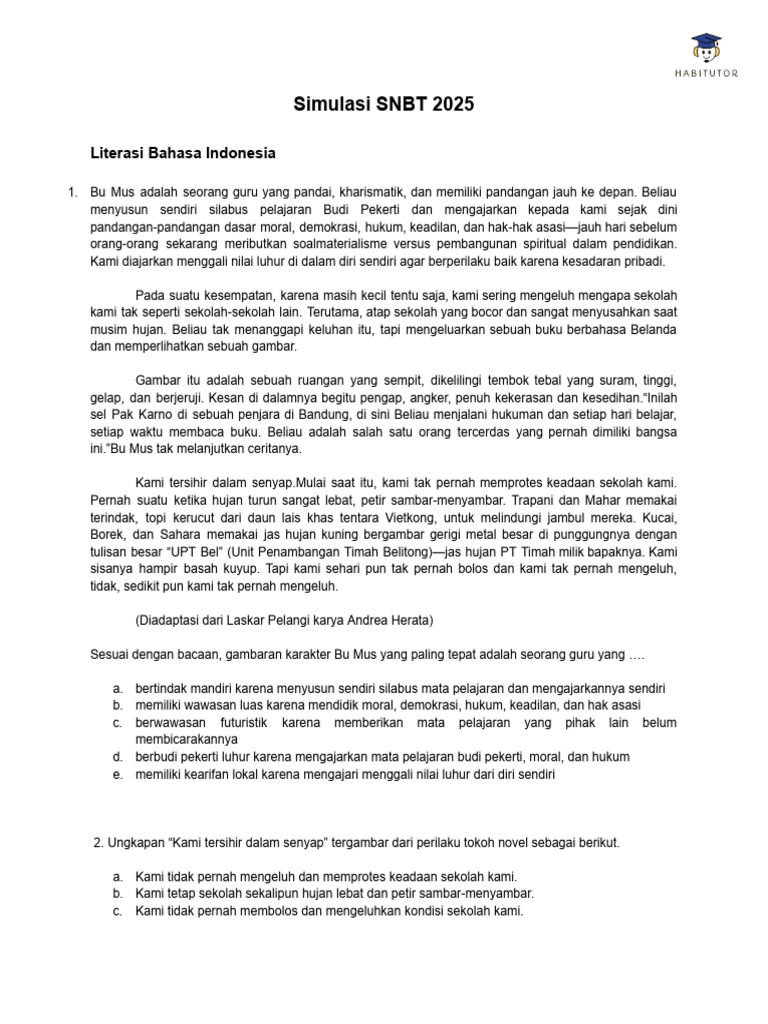 Simulasi Lbi SNBT 2025 | PDF