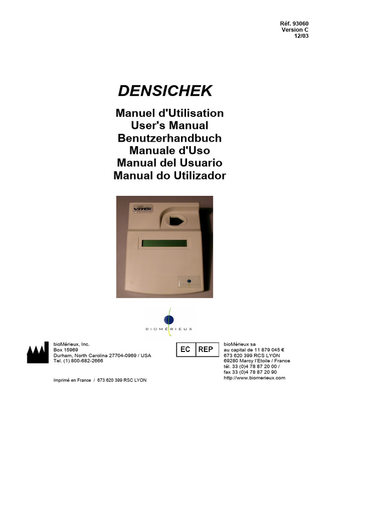 Manual de Usuario Densichek Plus | PDF | Laboratorios