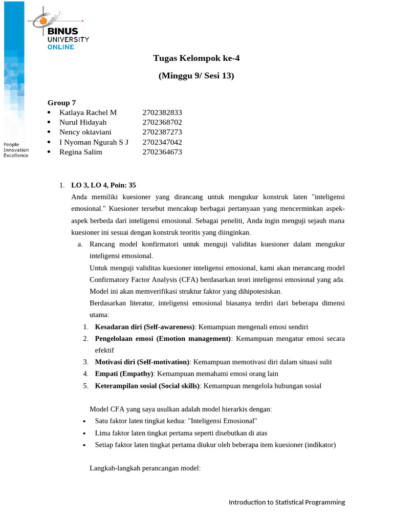 Tugas Kelompok Ke-4 (Minggu 9/ Sesi 13) | PDF