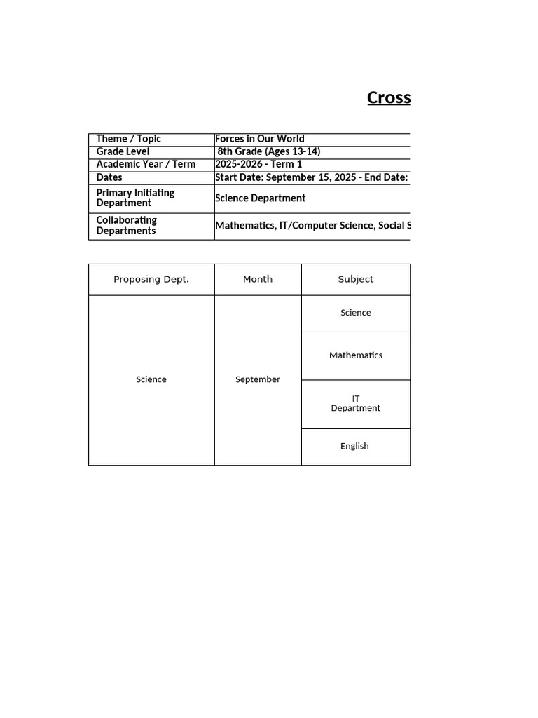 2025-05-27 Cross Curricular Planning Template V0.1 | PDF