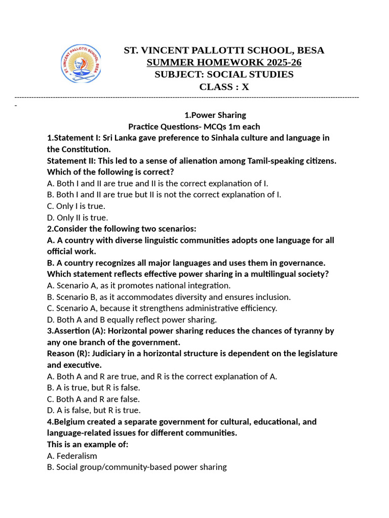 Social Studies Summer Homework 2025-26 | PDF | Political Science