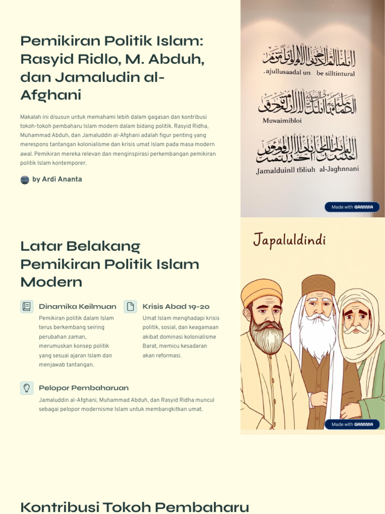 Pemikiran Politik Islam Rasyid Ridlo M Abduh Dan Jamaludin Al Afghani | PDF