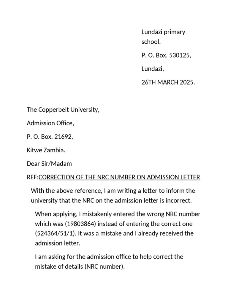 Correction Request for NRC Number | PDF