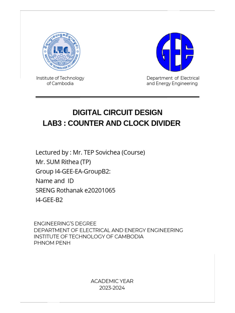 Lab3 - DCD - Rothanak Sreng-E20201065 | PDF | Computer Engineering | Electronics