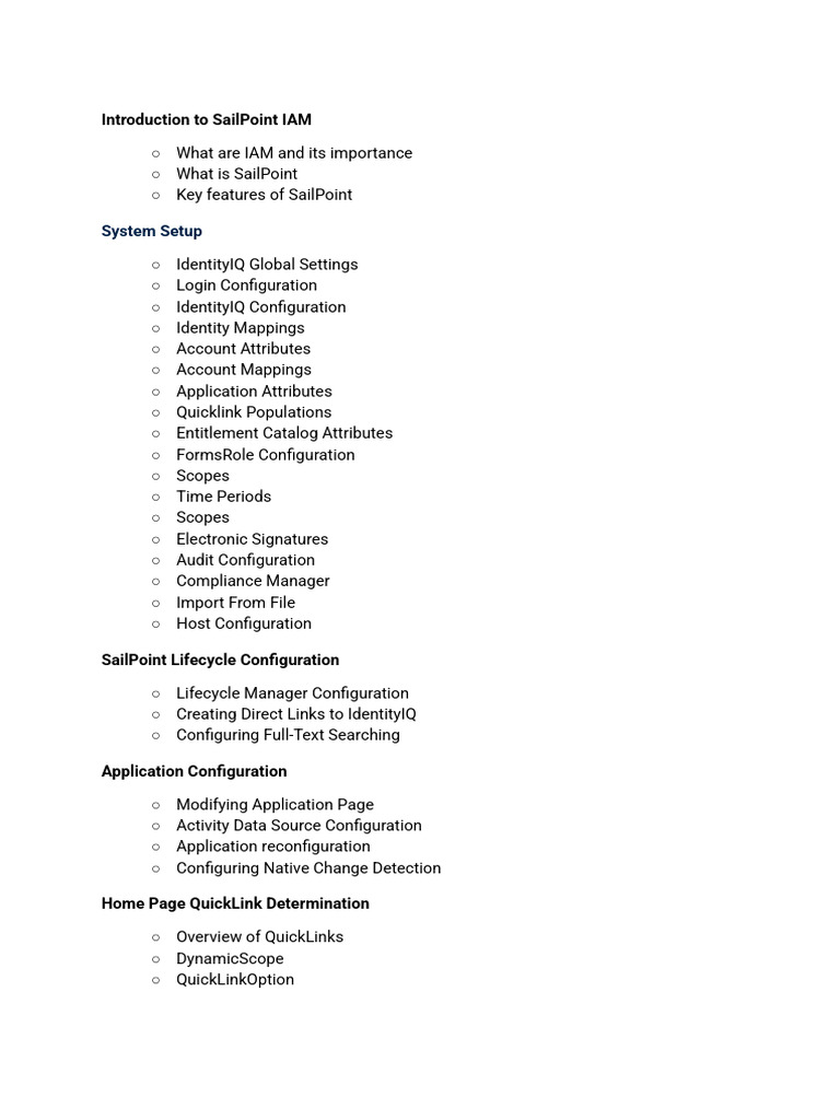 SailPoint IAM-course Content | PDF | Xml | Computing