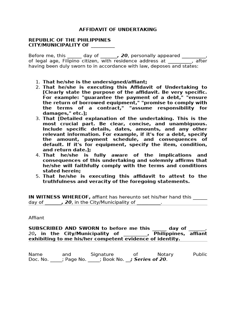 AFFIDAVIT OF UNDERTAKING | PDF | Affidavit | Probable Cause