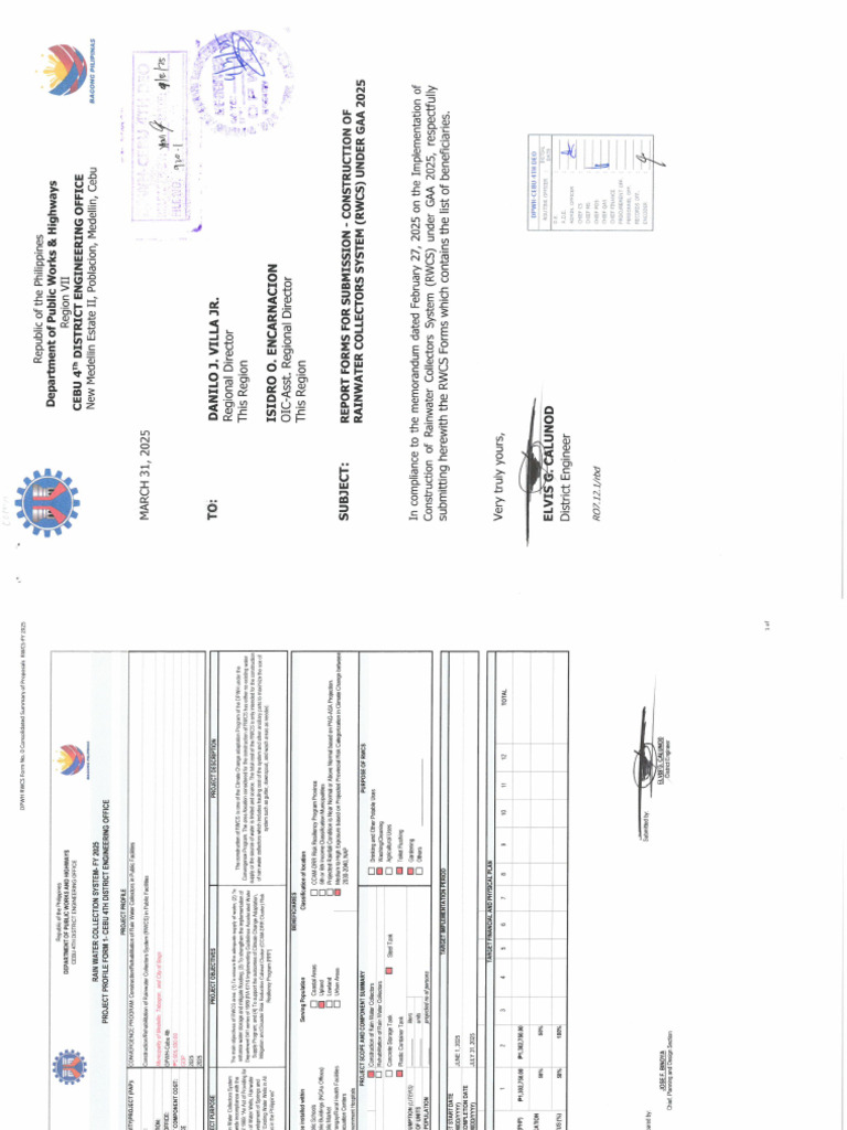 Cebu 4th Deo Transmittal and Project Profile Form Rwcs | PDF
