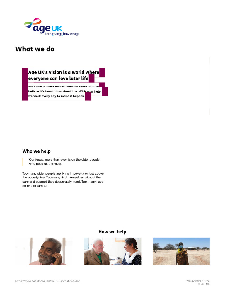 What We Do - Our Work - Age UK | PDF
