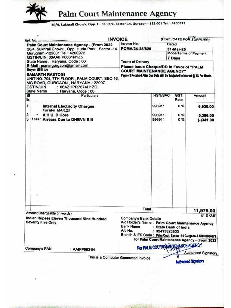 Gso Palm Court E-Bill | PDF