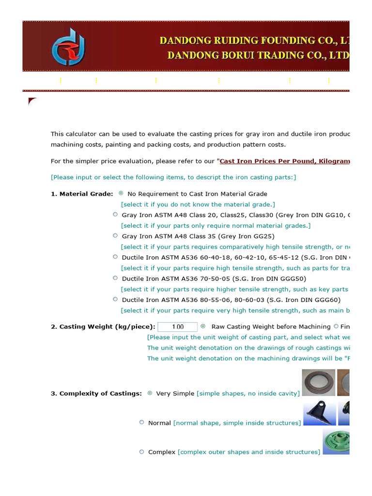 Cast Iron Pricing and Calculator Guide | PDF | Casting | Industrial ...