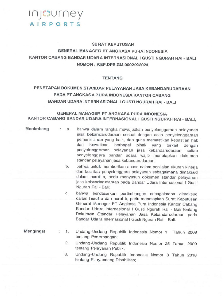 Dokumen Standar Pelayanan Tahun 2024 | PDF