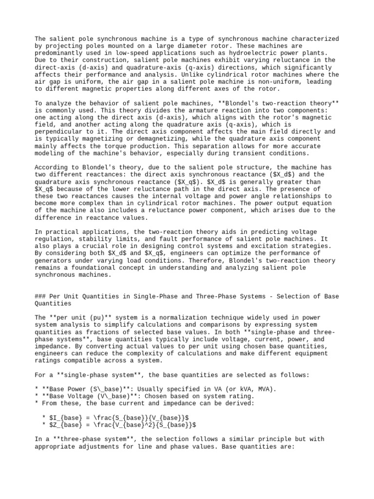 Salient Pole Synchronous Machine | PDF | Electricity | Electrical Engineering